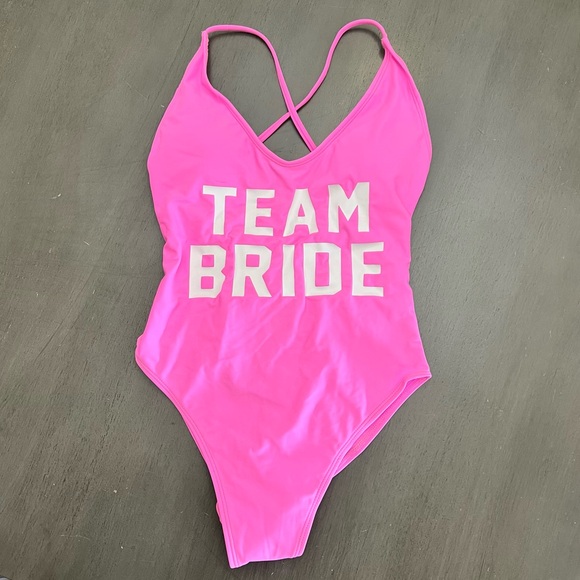 Swim | New Barbie Pink Team Bride Bridal Lace Up Cheeky Bottom One ...